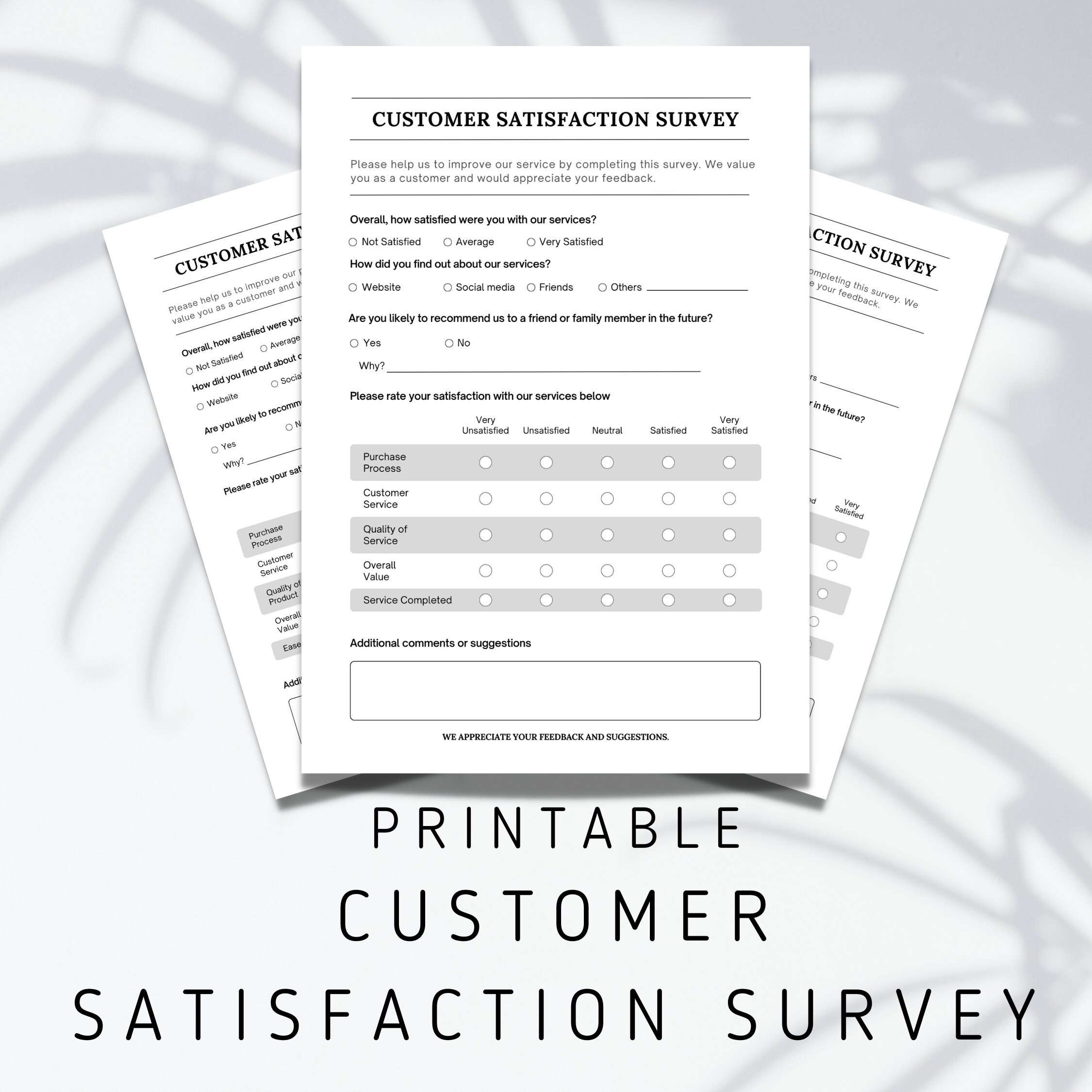 Questionnaire Sample On Customer Satisfaction