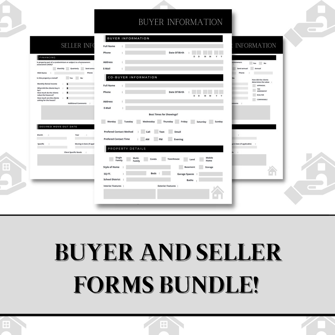 New Buyer and Seller Information Forms | 4 Pages for 1 Price | Perfect ...