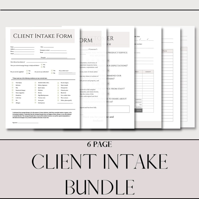 New Client Forms Bundle for Healthcare Professionals | Canva Templates ...