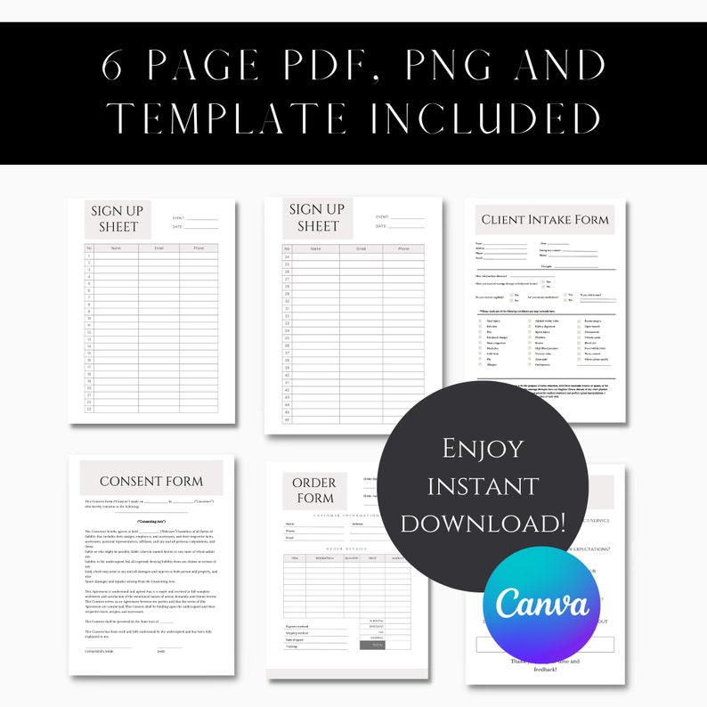 New Client Forms Bundle for Healthcare Professionals | Canva Templates ...