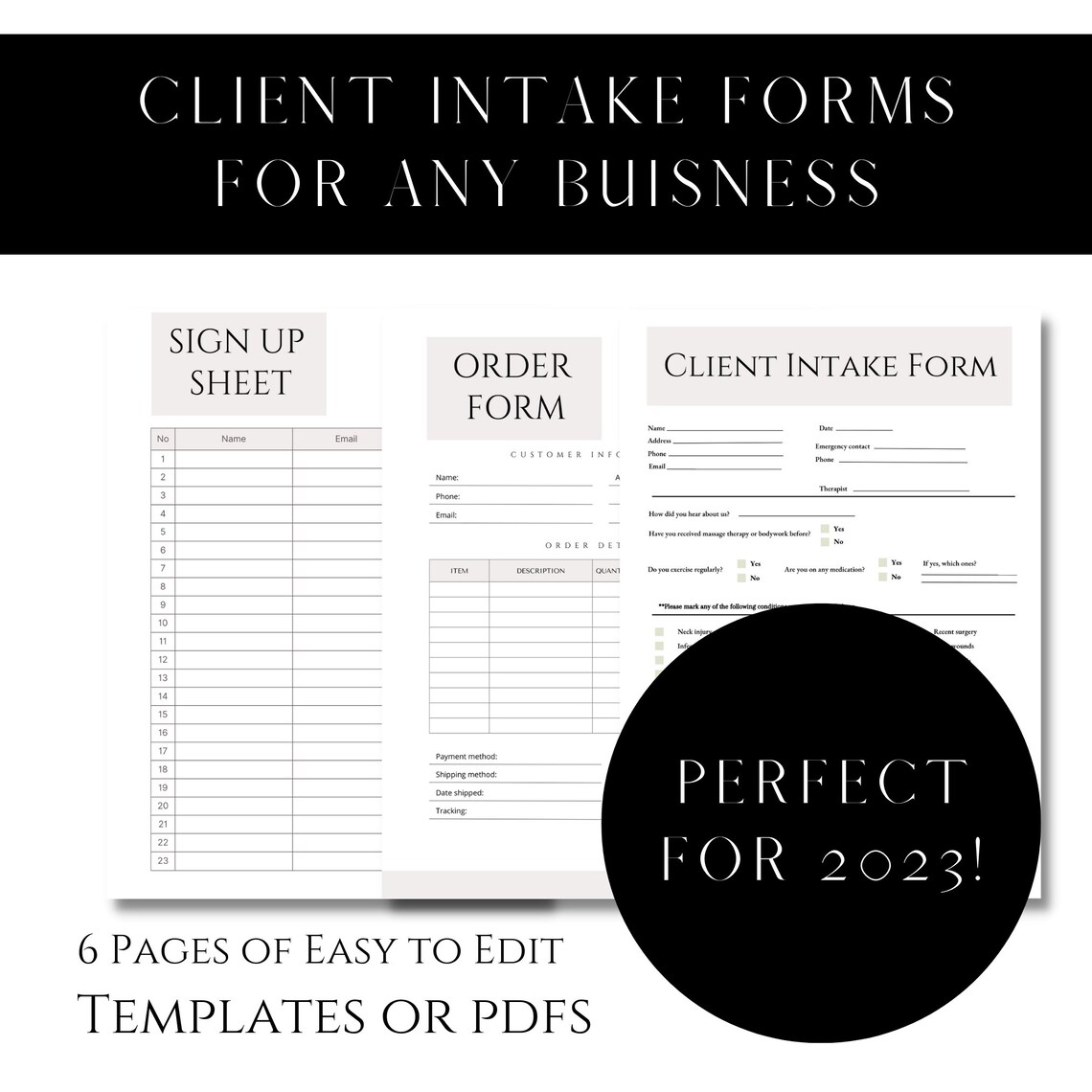 New Client Forms Bundle for Healthcare Professionals | Canva Templates ...