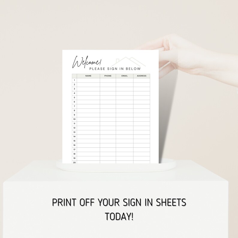 Open House Sign-in Sheet Printable | Real Estate Agent , Realtor ...