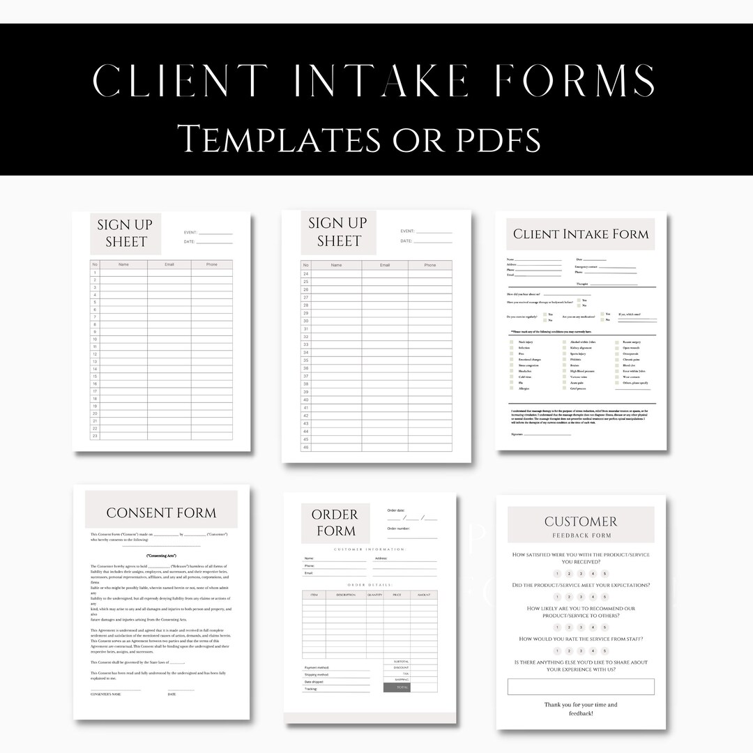 New Client Forms Bundle for Healthcare Professionals | Canva Templates ...