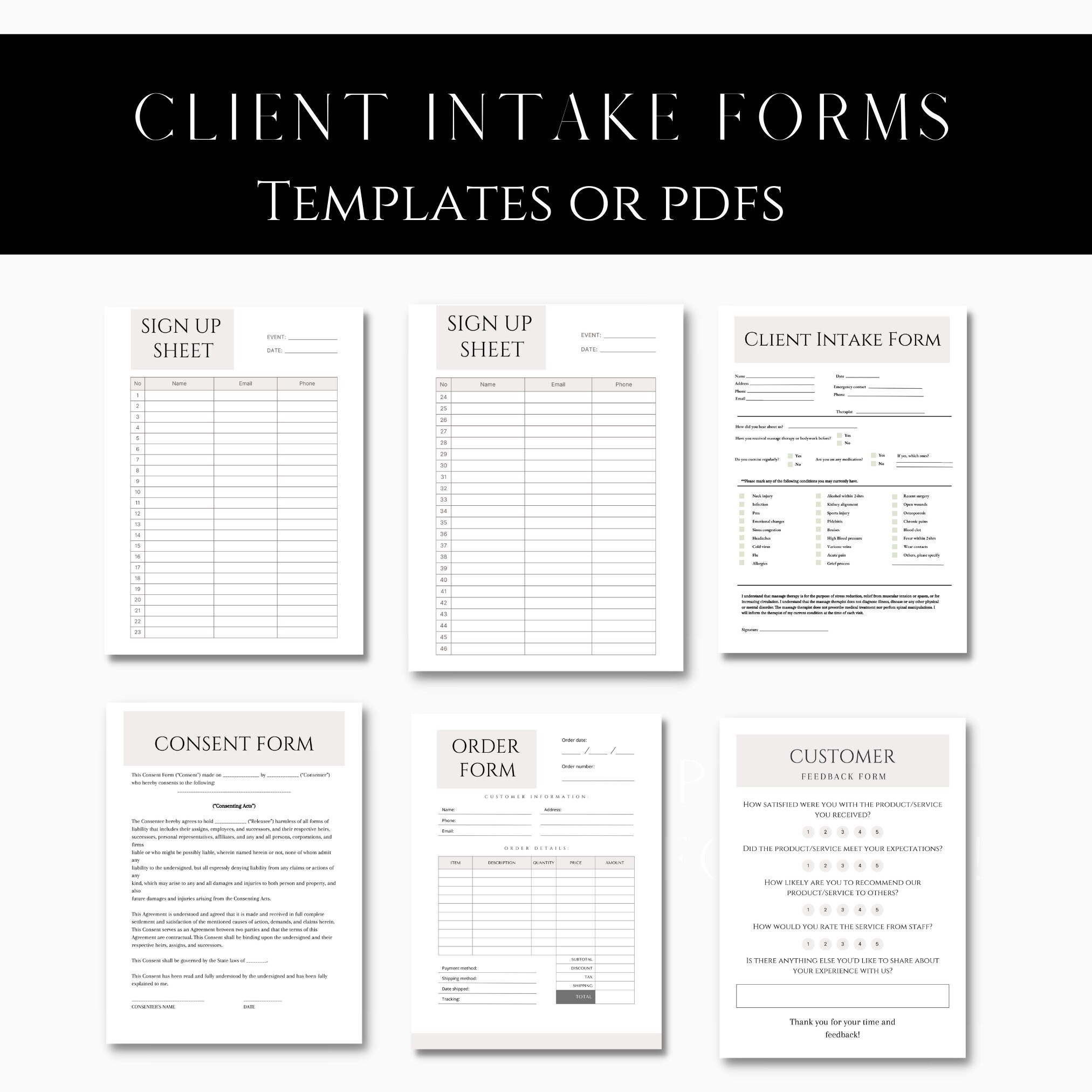 New Client Forms Bundle for Healthcare Professionals | Canva Templates ...