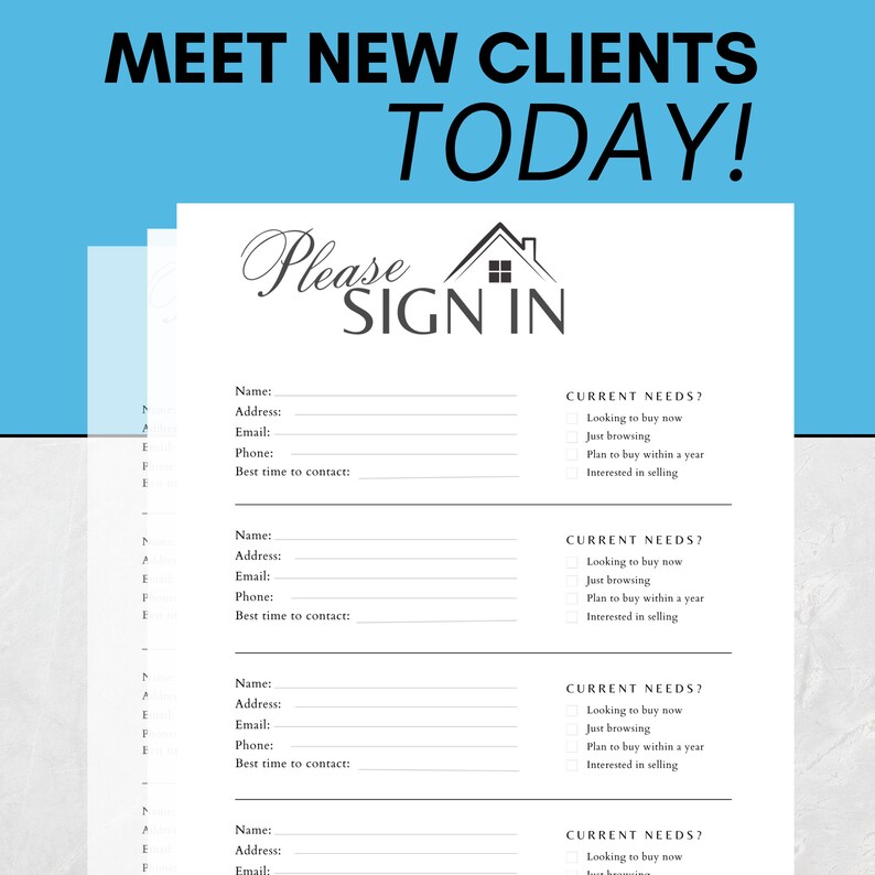 Open House Sign-in Sheet for Real Estate Agents | Easy-to-use Realtor ...