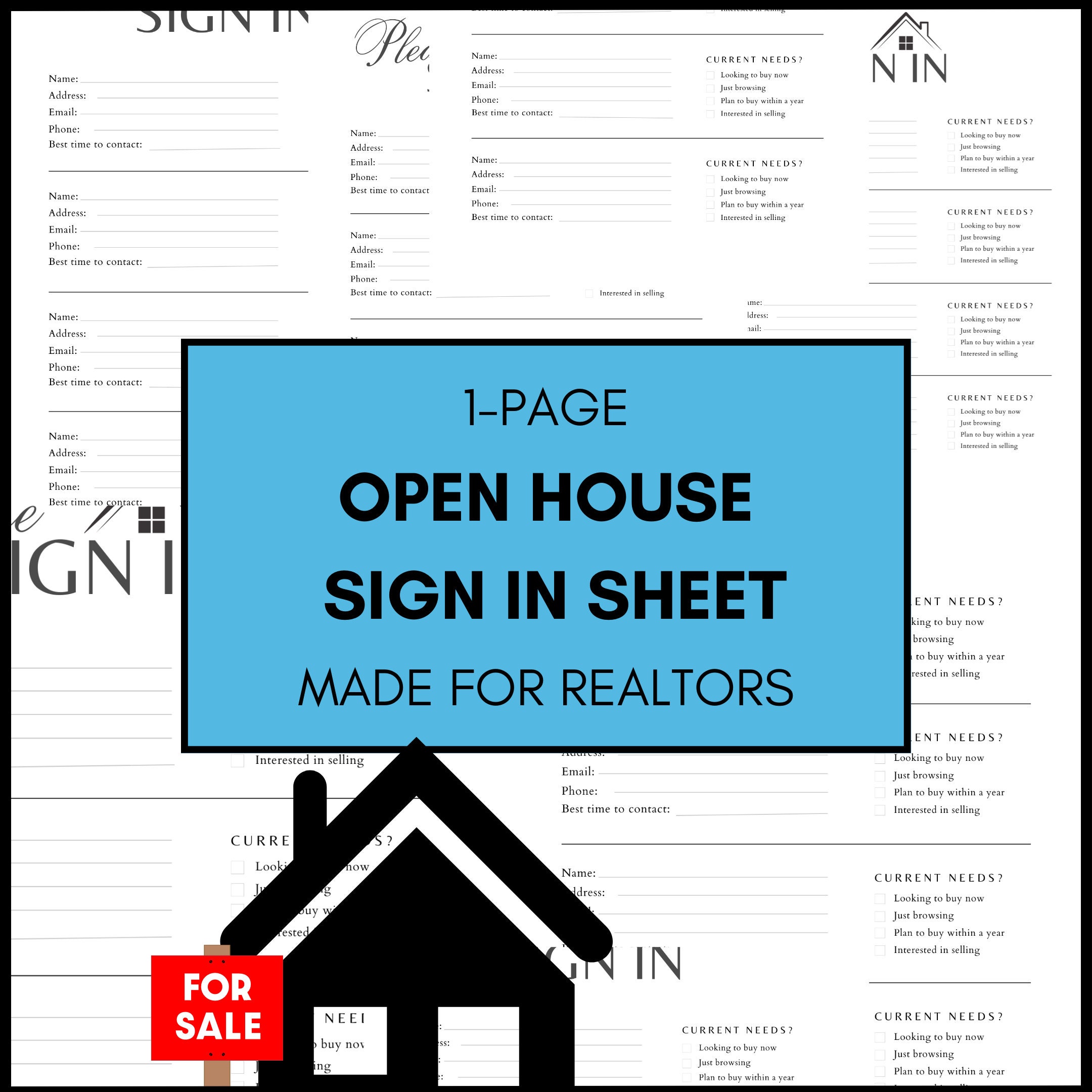 Open House Sign-in Sheet for Real Estate Agents | Easy-to-use Realtor ...