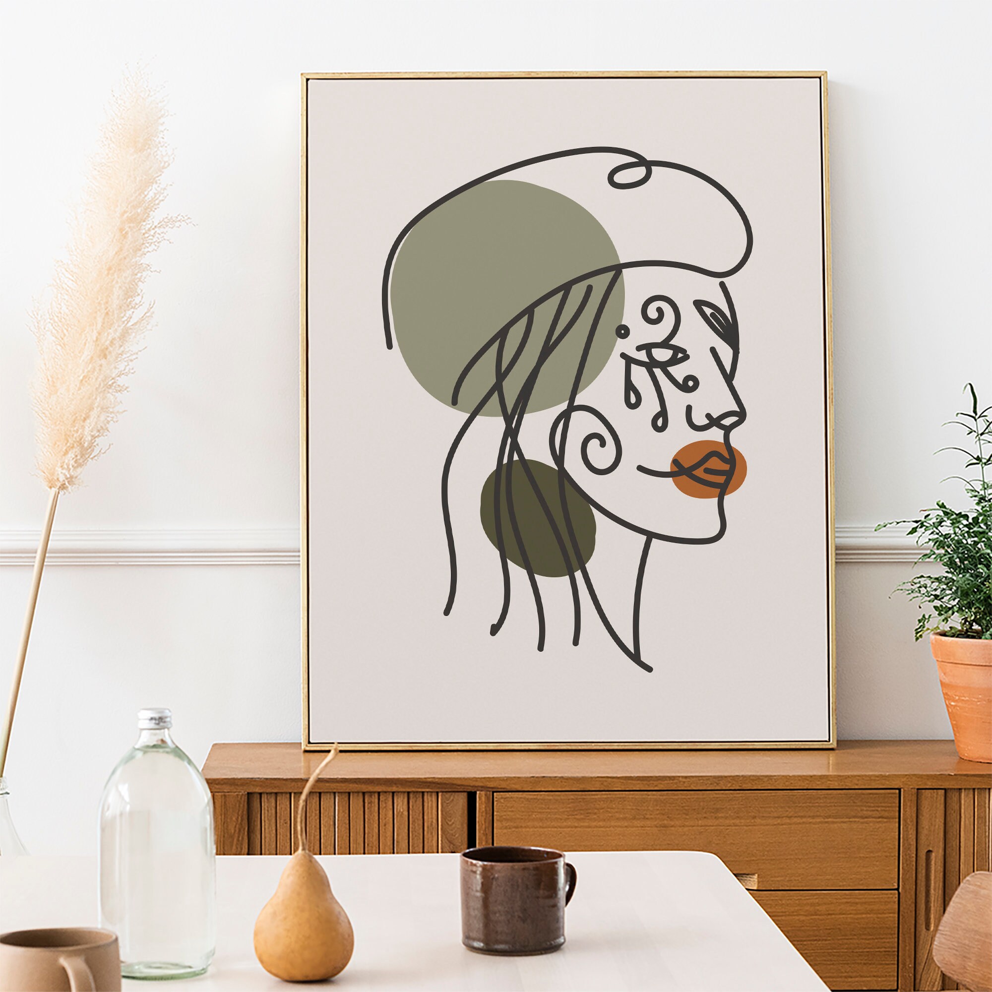 Digital Line Art Woman Face, Woman Face Line Drawing, Digital Art ...