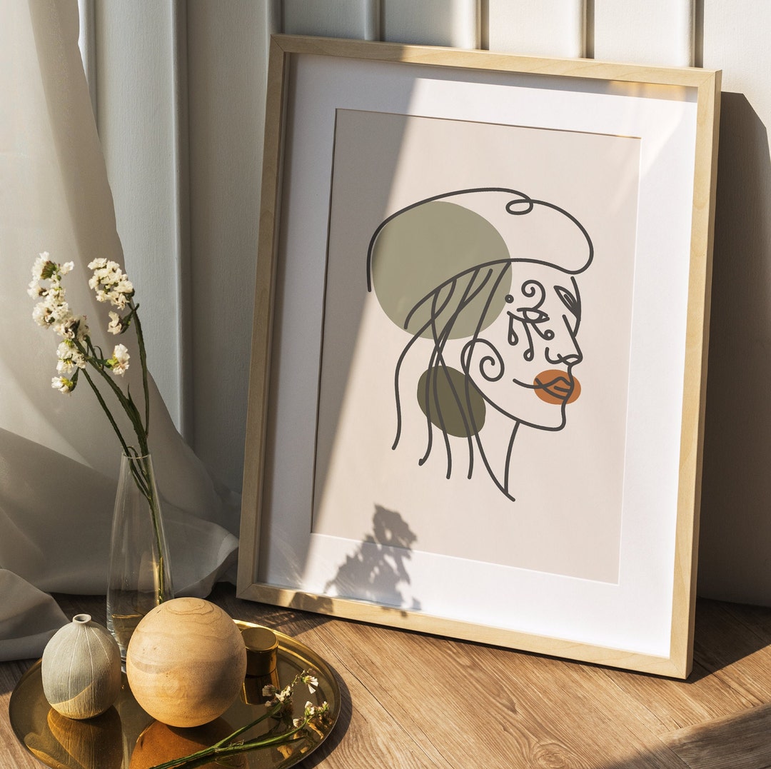 Digital Line Art Woman Face, Woman Face Line Drawing, Digital Art ...