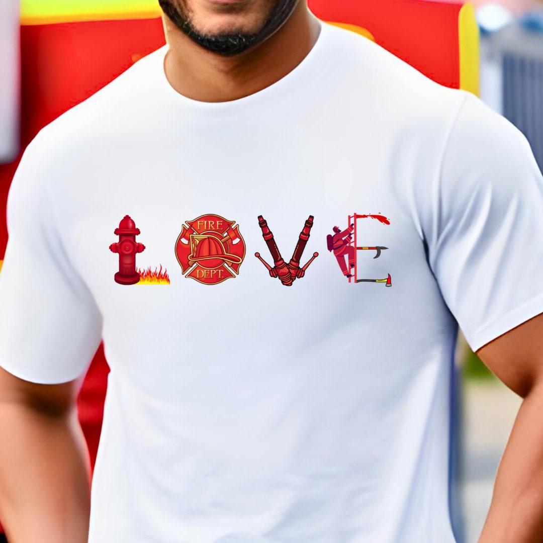 Firefighter T-shirt for FD Heroes | Thin Red Line Fire Dept Tee | FF ...