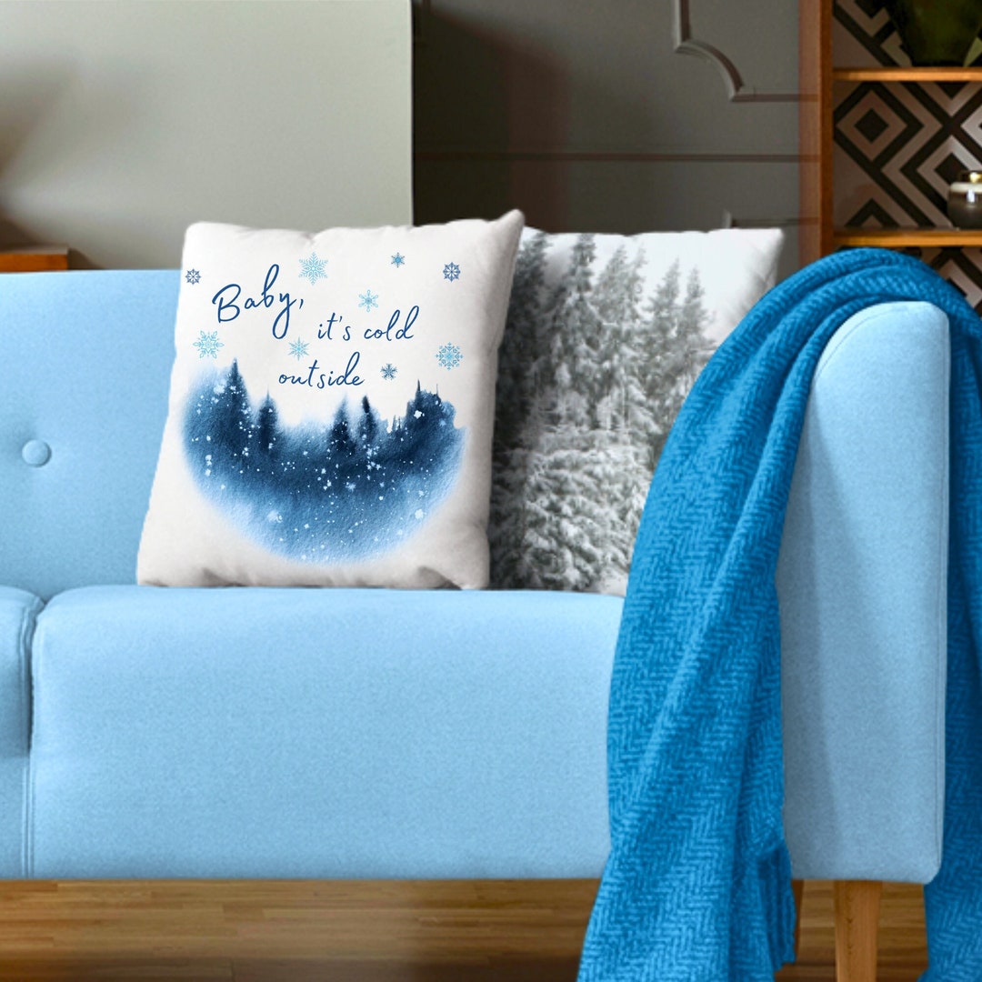 Winter Pillow Decor Baby Its Cold Outside Snowy Pillow Cover Christmas ...