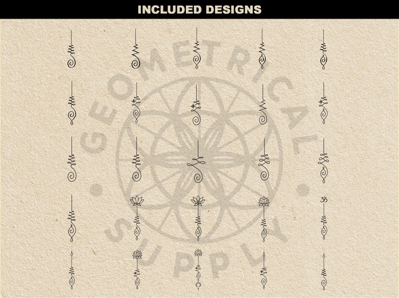 50 Unalome SVG Bundle: Tattoo Designs, Yoga & Meditation (digital Cut ...