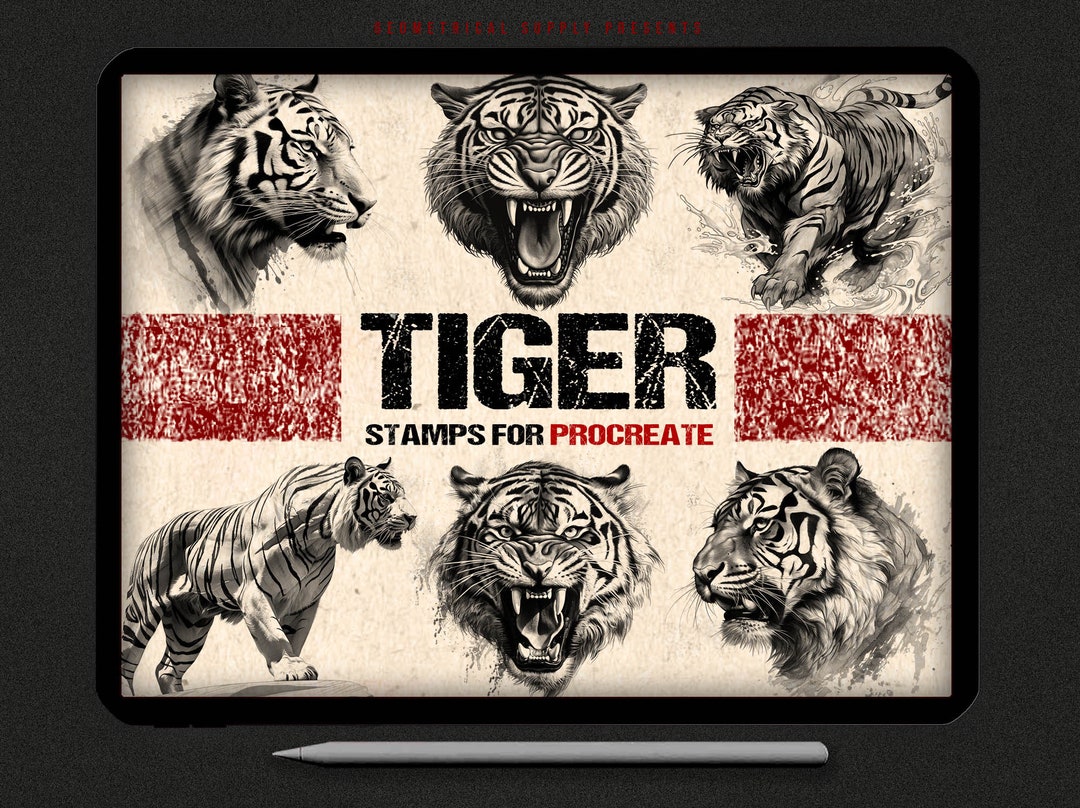 Procreate - 25 Tiger Stamps - Tiger Tattoo Designs, Digital Download ...
