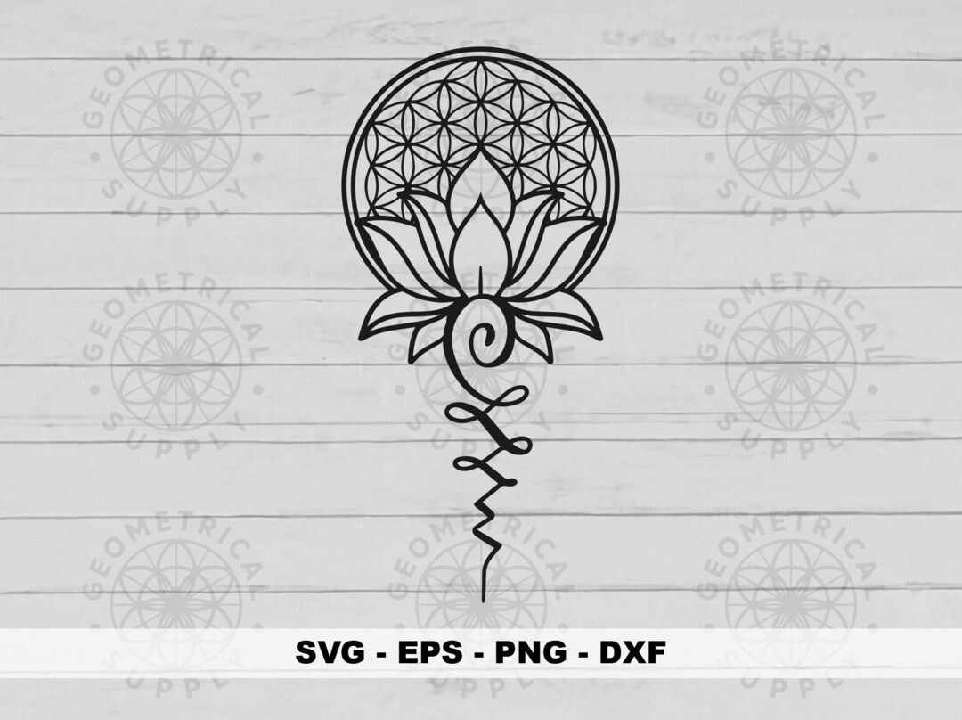 Unalome Lotus Flower of Life SVG: Yoga Meditation Vector (digital ...
