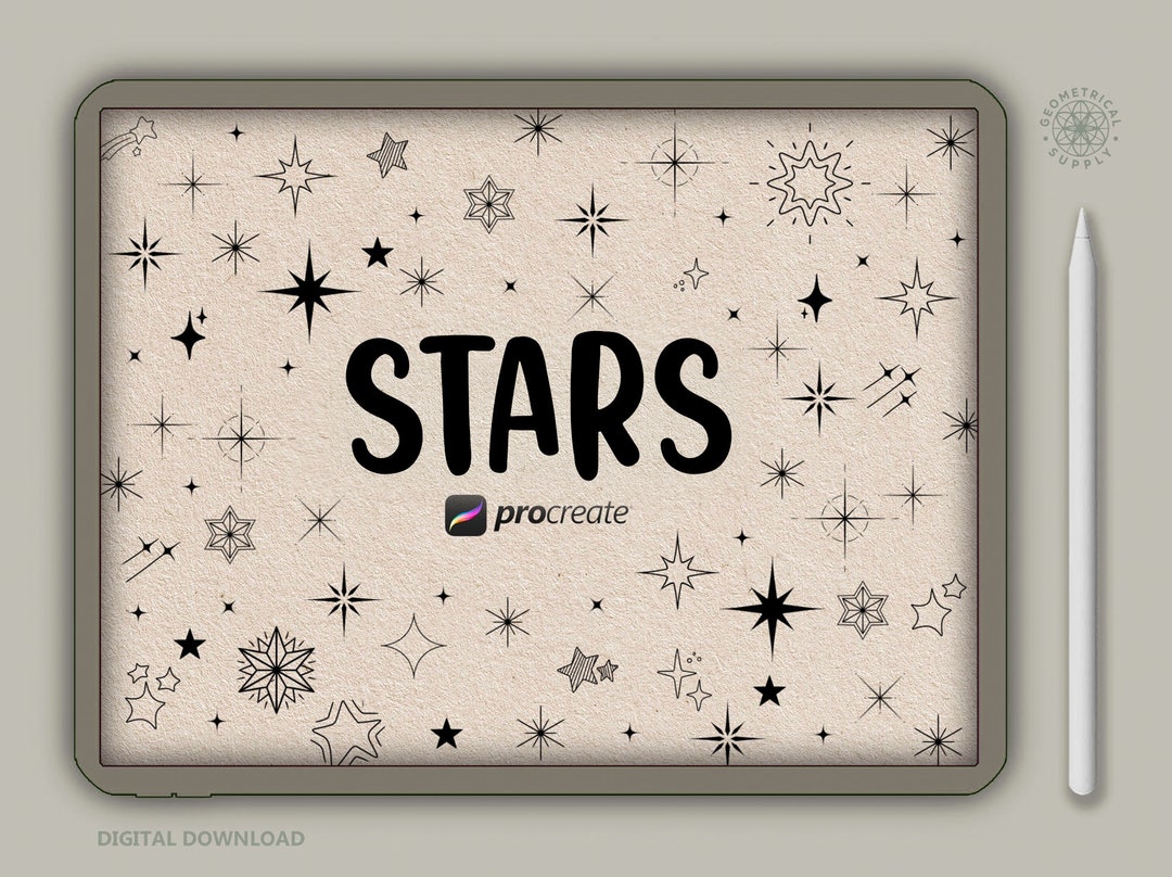 50 Star Procreate Brushes, 50 Star Brushes, Star Stamps, Digital Stars ...
