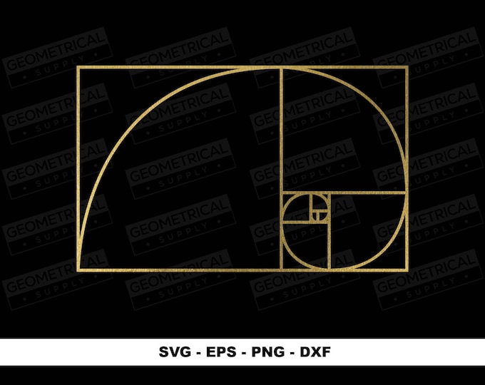 Fibonacci Spiral Design, DXF, SVG, PNG Autocad, Cricut, Yoga, Technical ...