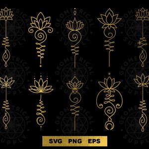 Unalome Lotus Flower SVG Bundle: Yoga Studio Cutting Files (digital ...
