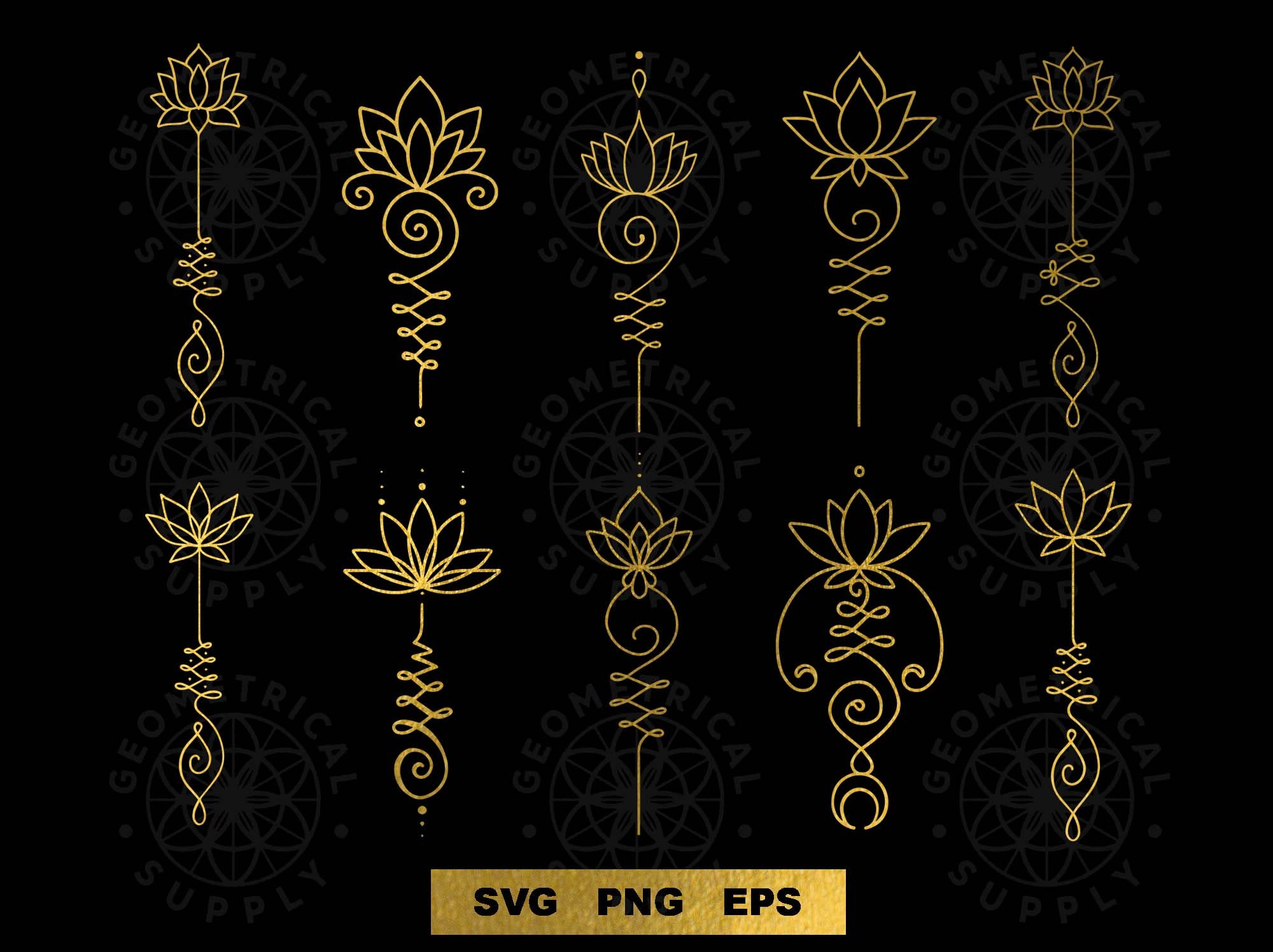 Unalome Lotus Flower Bundle SVG EPS PNG Files for Cricut - Etsy Australia