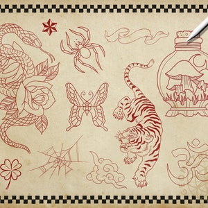 Procreate - Tattoo Flash - Handmade Tattoo Design Stamps - Etsy