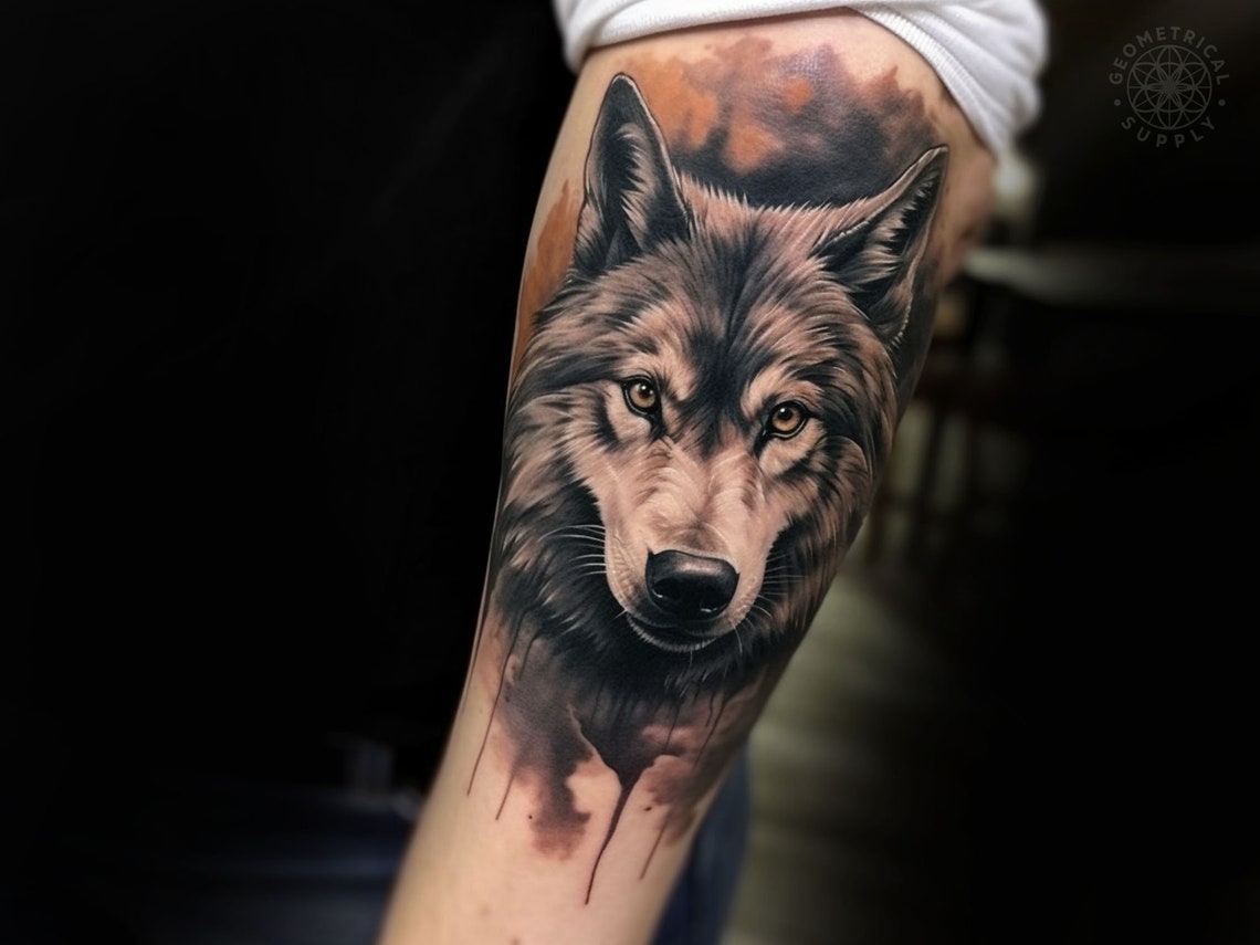 Wolf Portrait Tattoo Stamps for Procreate (35 Designs) (digital ...
