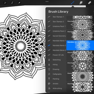 Procreate - Mandala Designs, 60 Mandala Brushes, Handmade Mandala ...