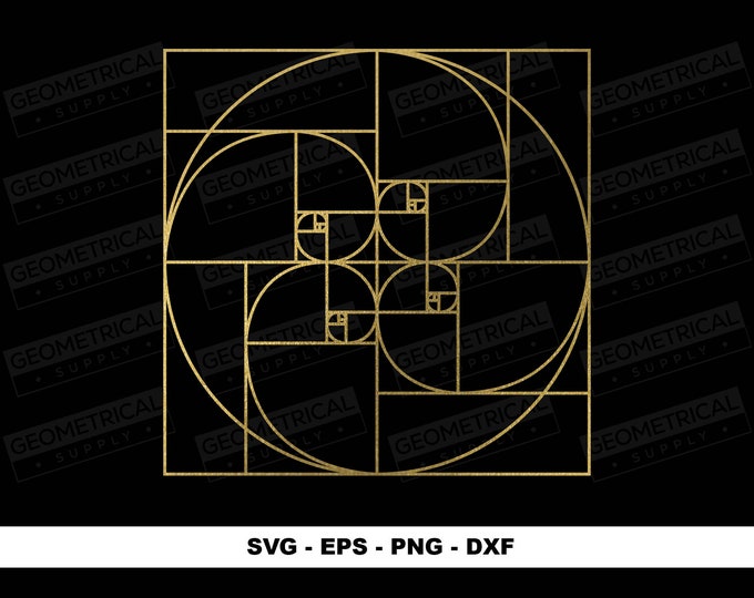 Fibonacci Spiral Design, DXF, SVG, PNG Autocad, Cricut, Yoga, Technical ...