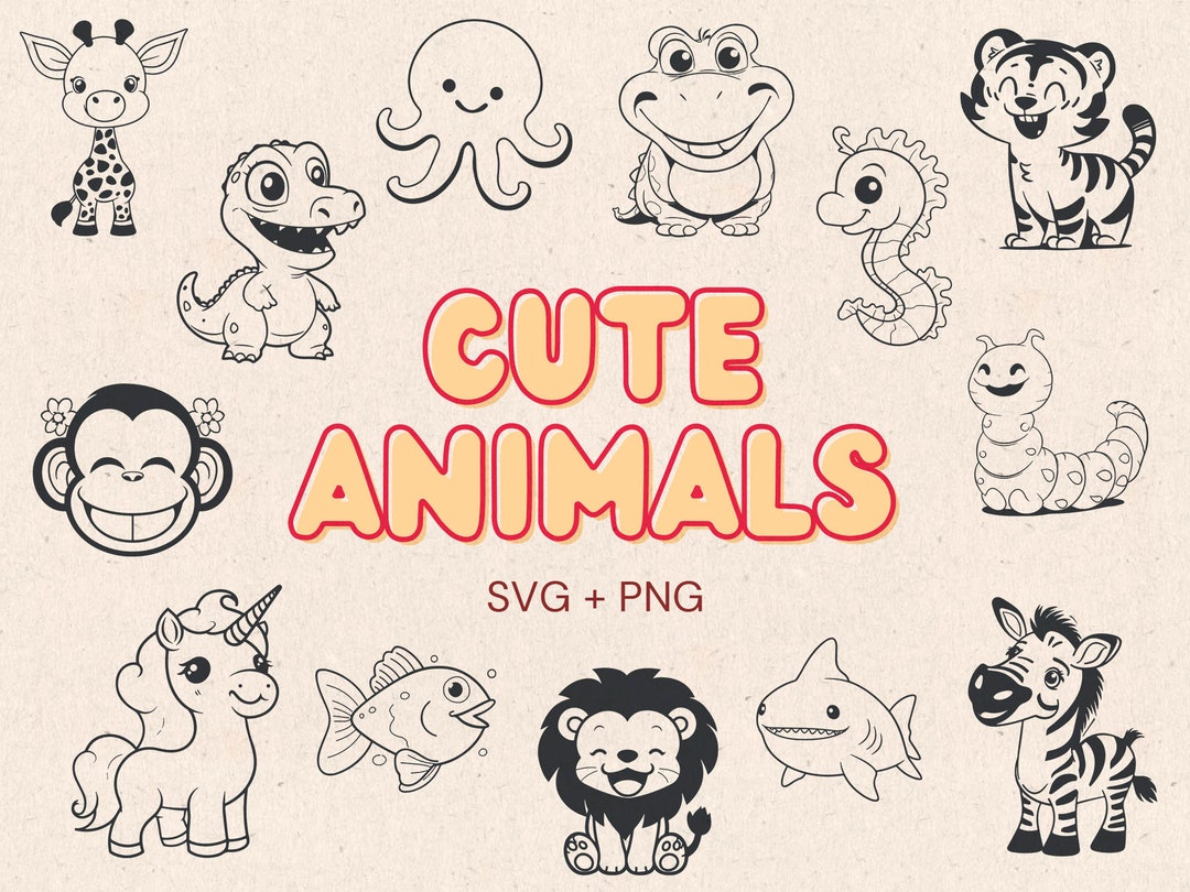 75 Cute Animal Svg Bundle Animal Doodle Svg Safari Animal Svg Farm ...