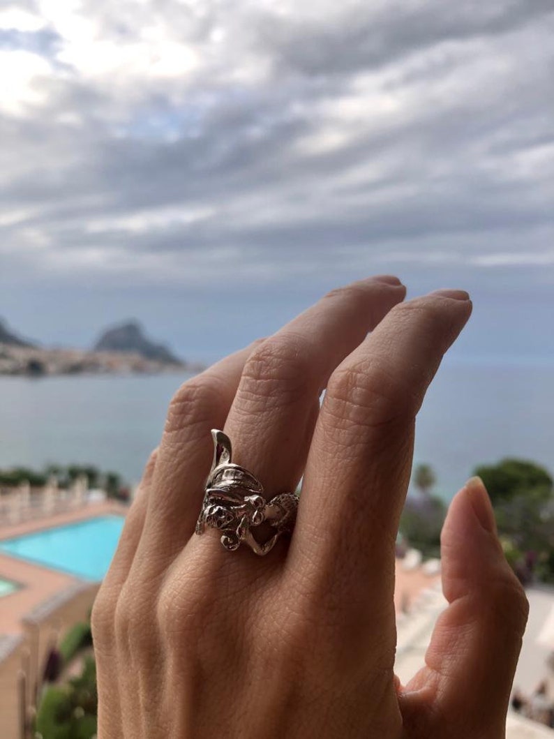Mermaid Ring in 925 Sterling Silver or Gold-plated 925 Sterling Silver ...