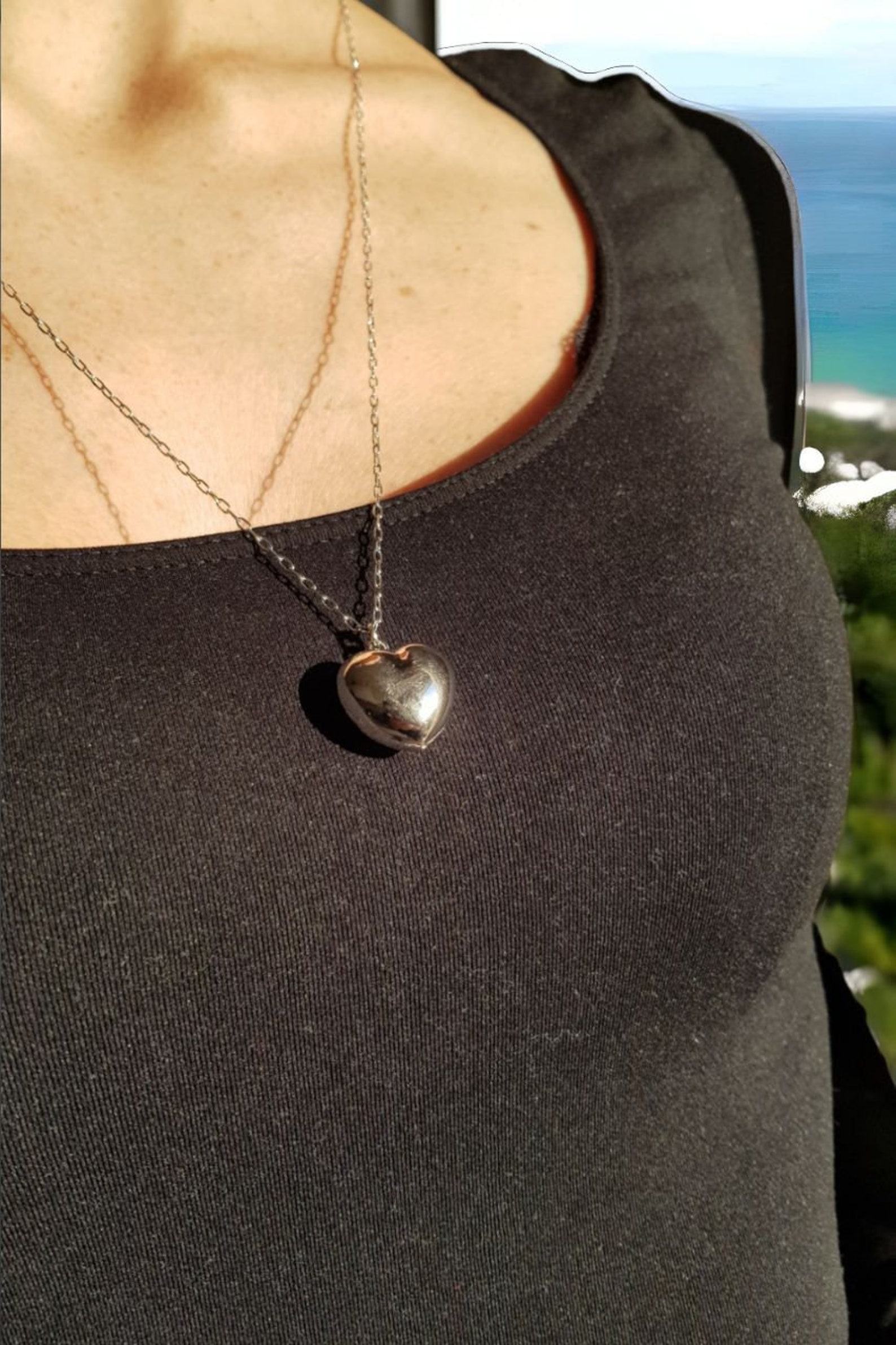 Forzatina Necklace With Rounded Heart Pendant in Rhodium Plated 925 ...