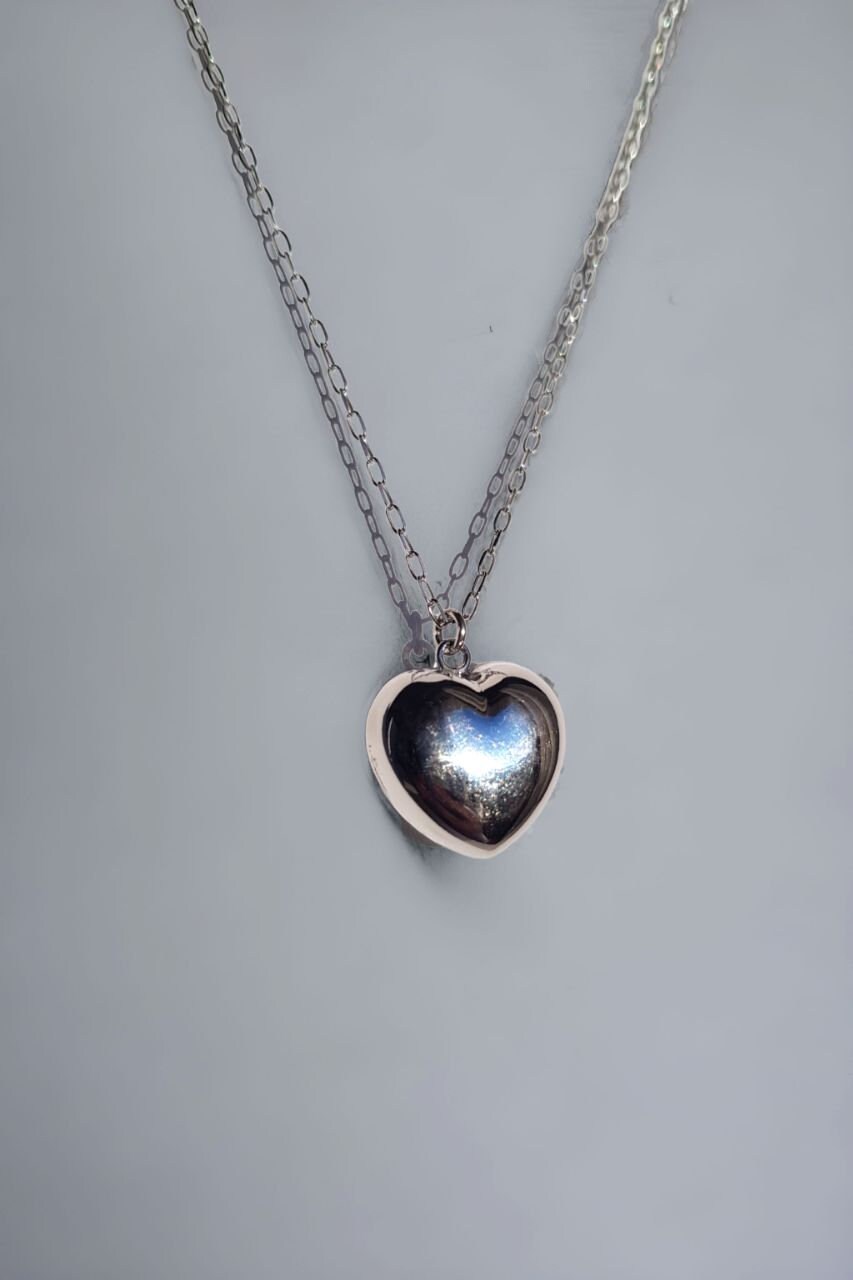 Forzatina Necklace With Rounded Heart Pendant in Rhodium Plated 925 ...
