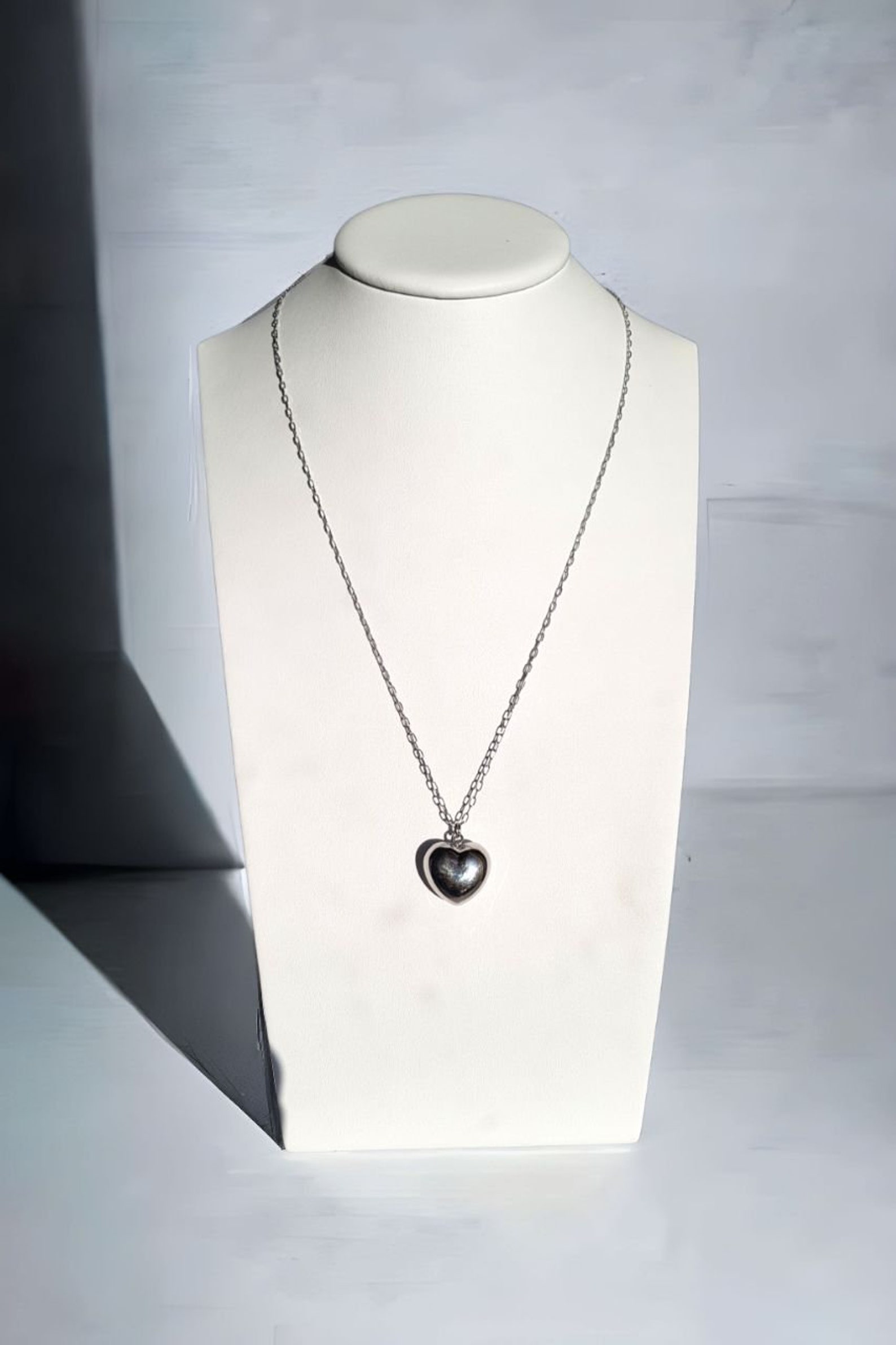 Forzatina Necklace With Rounded Heart Pendant in Rhodium Plated 925 ...