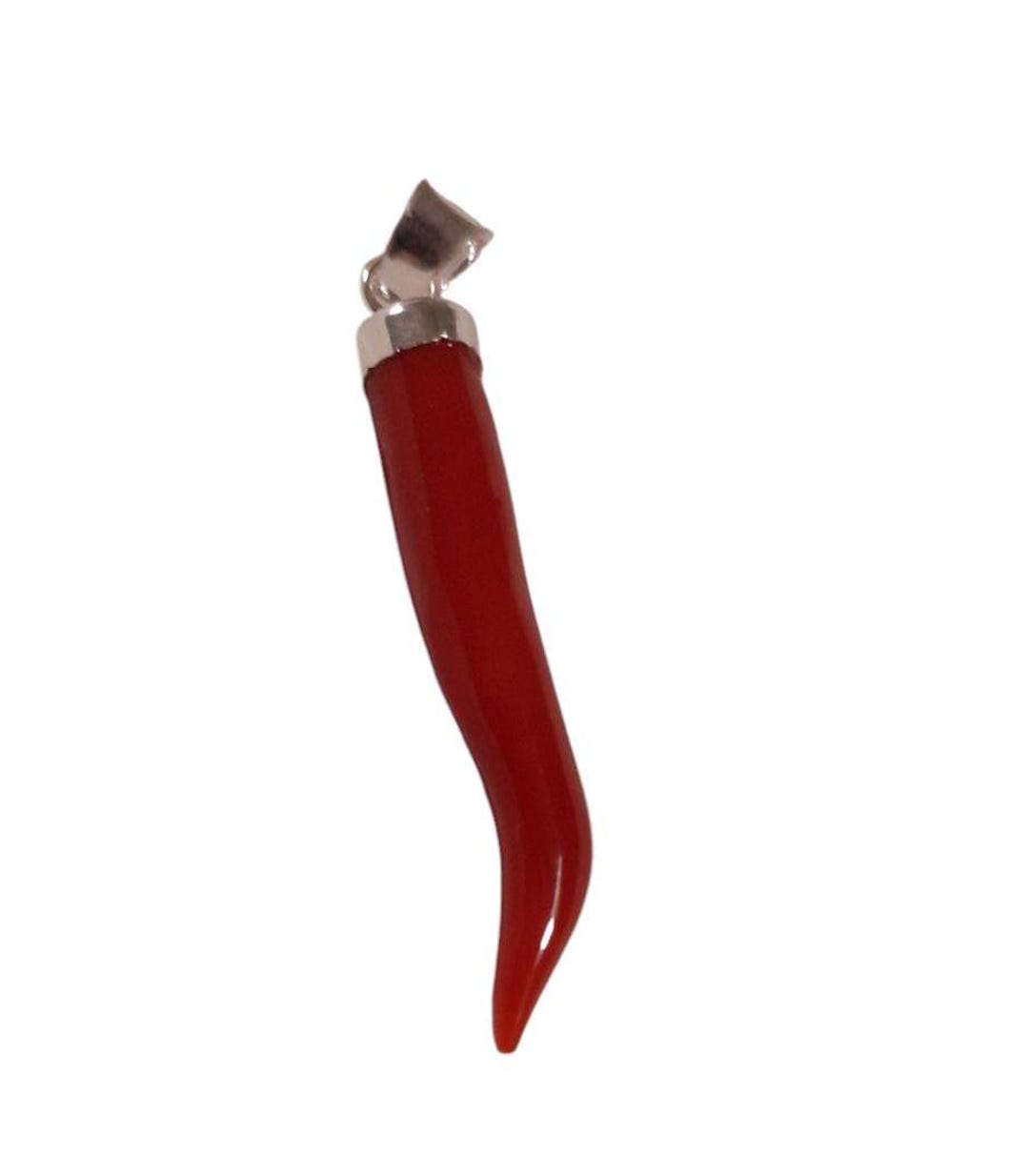 Horn Made of Mediterranean Red Coral and 925 Silver or 925 Gold-plated ...