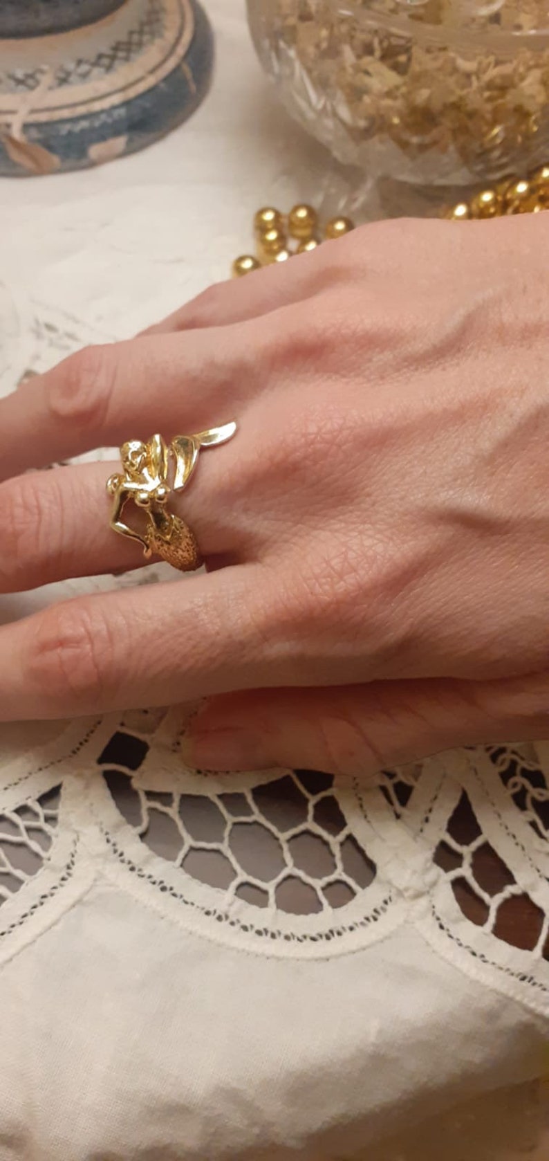 Mermaid Ring in 925 Sterling Silver or Gold-plated 925 Sterling Silver ...