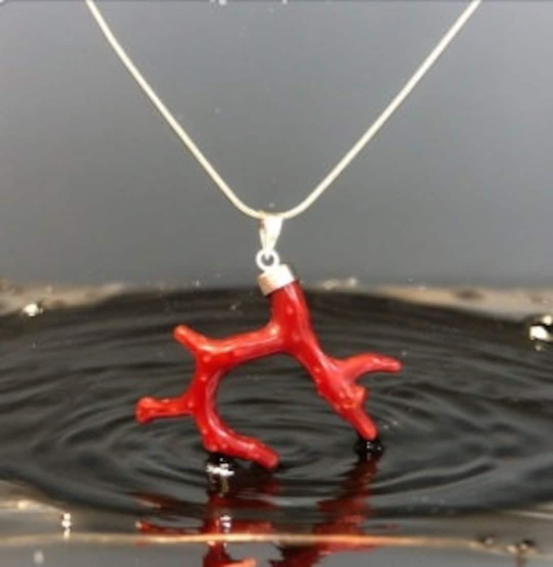 Mediterranean Red Coral Branch Pendant and 925 Silver, Coral Pendant ...