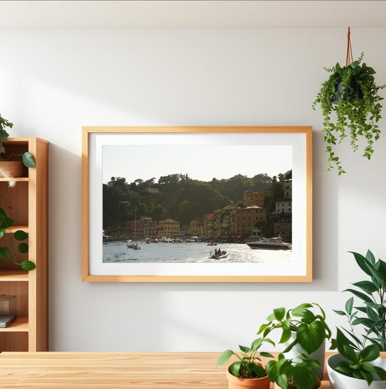 Portofino Harbor Sunset Printable Photo Coastal Wall Art Mediterranean ...