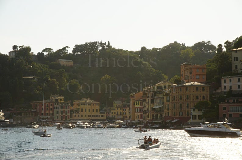 Portofino Harbor Sunset Printable Photo Coastal Wall Art Mediterranean ...