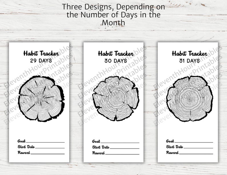 Tree Ring Habit Tracker Printable, Growth Mindset Habit Tracker, Nature ...