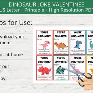 Printable Valentine's Day Cards for Kids, Dinosaur Themed Valentines ...