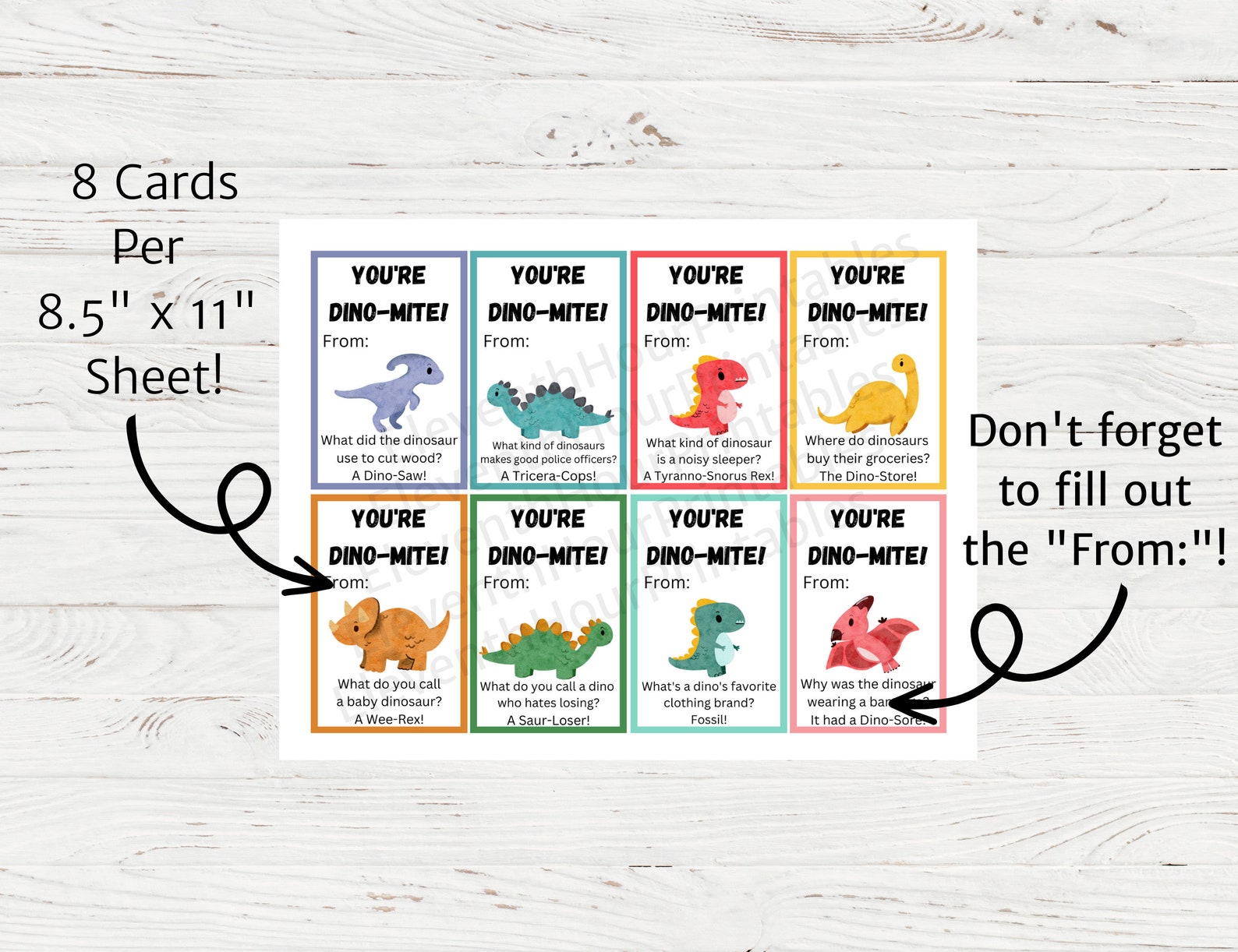 Printable Valentine's Day Cards for Kids, Dinosaur Themed Valentines ...