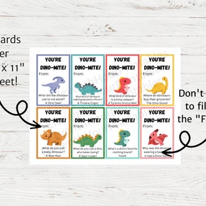 Printable Valentine's Day Cards for Kids, Dinosaur Themed Valentines ...