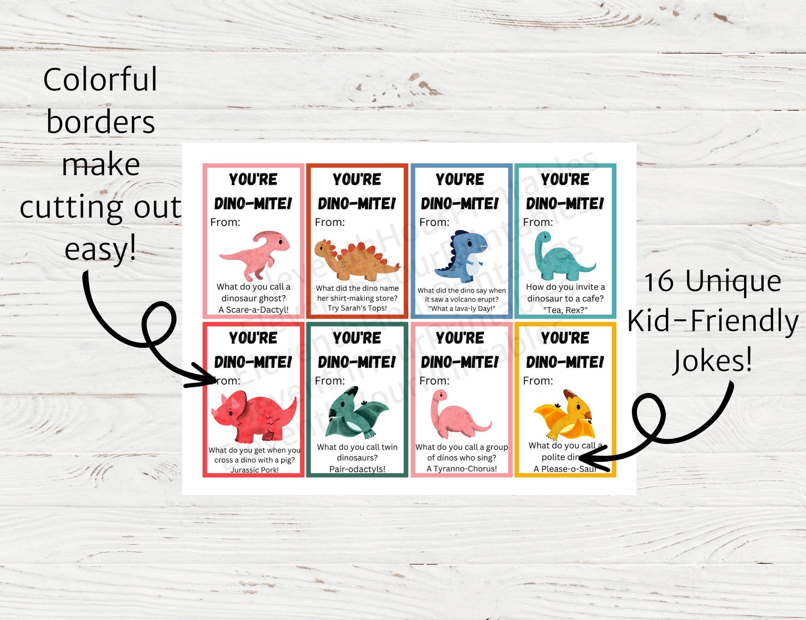 Printable Valentine's Day Cards for Kids, Dinosaur Themed Valentines ...
