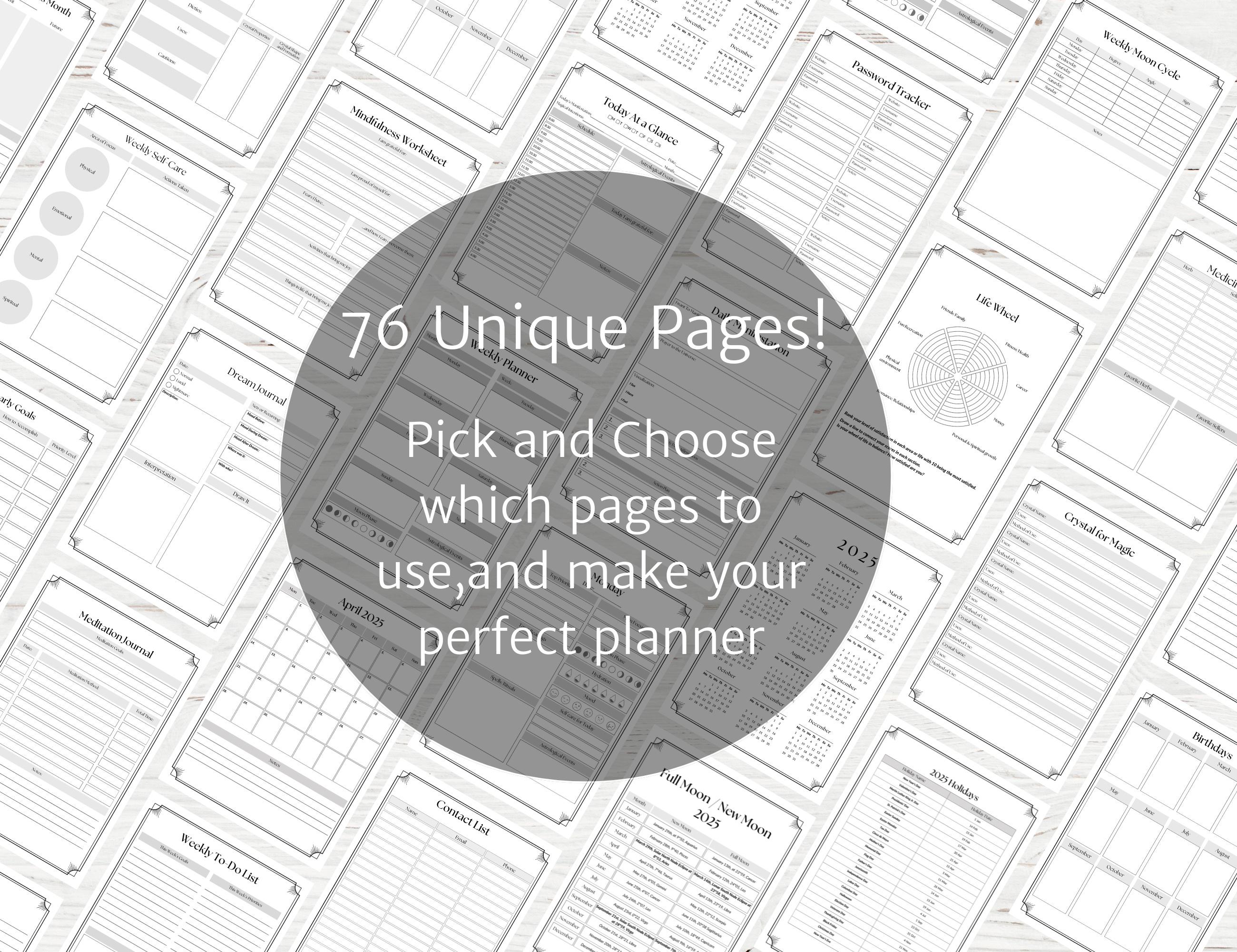 Witchy Planner Printable, Tarot Journal, Goth ADHD Planner, Goth A5 ...