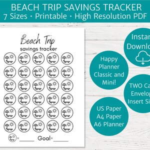 Beach Trip Savings Challenge, Savings Tracker Printable, 30 Day Savings ...