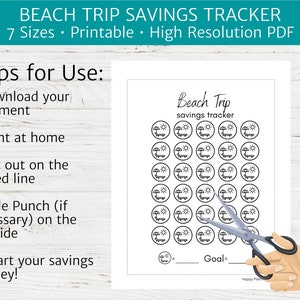 Beach Trip Savings Challenge, Savings Tracker Printable, 30 Day Savings ...