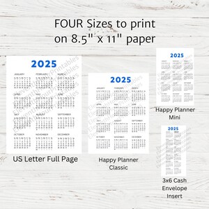 Blue 2025 Calendar, 2025 Printable Calendar, 12 Month Desk Calendar ...