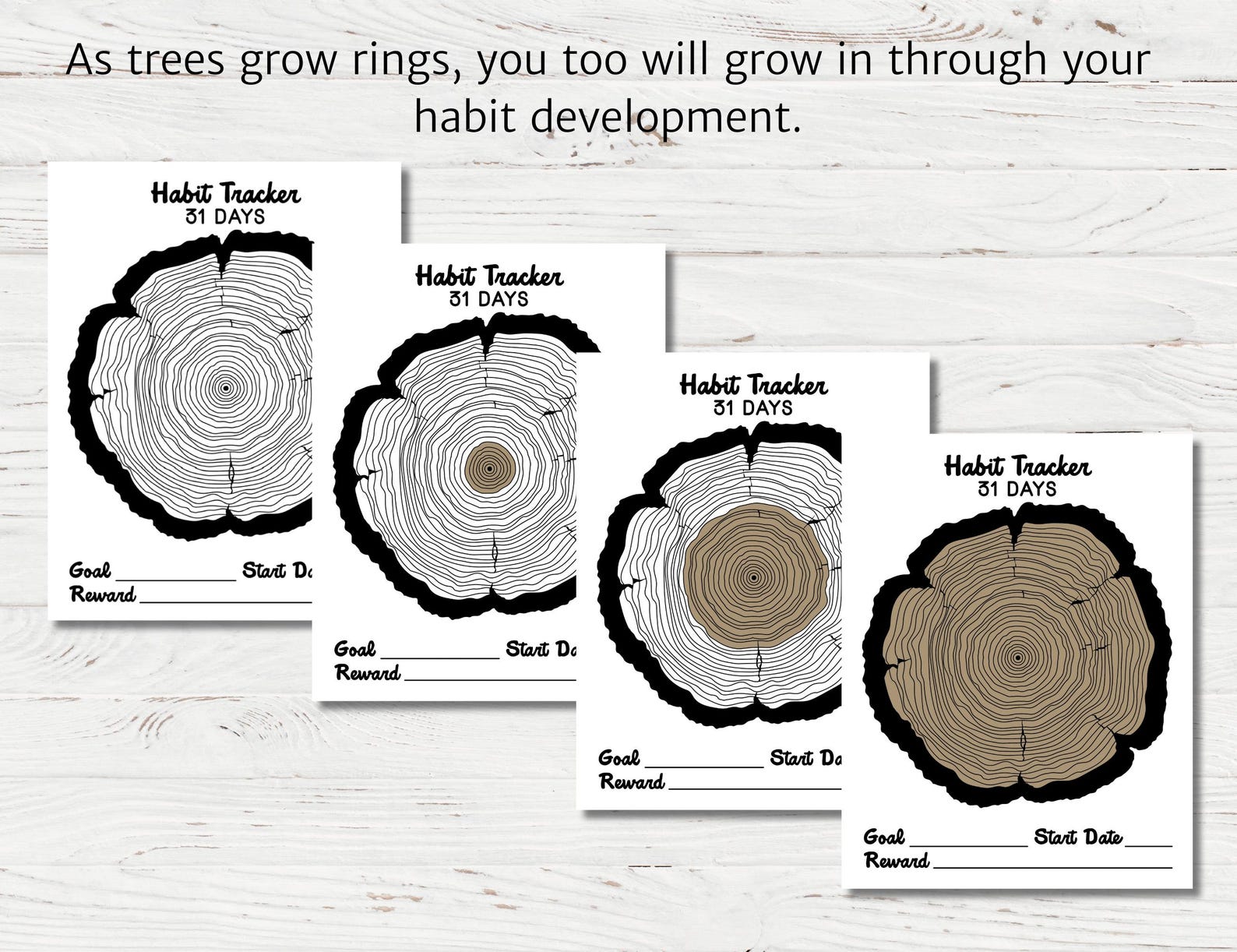 Tree Ring Habit Tracker Printable, Growth Mindset Habit Tracker, Nature ...