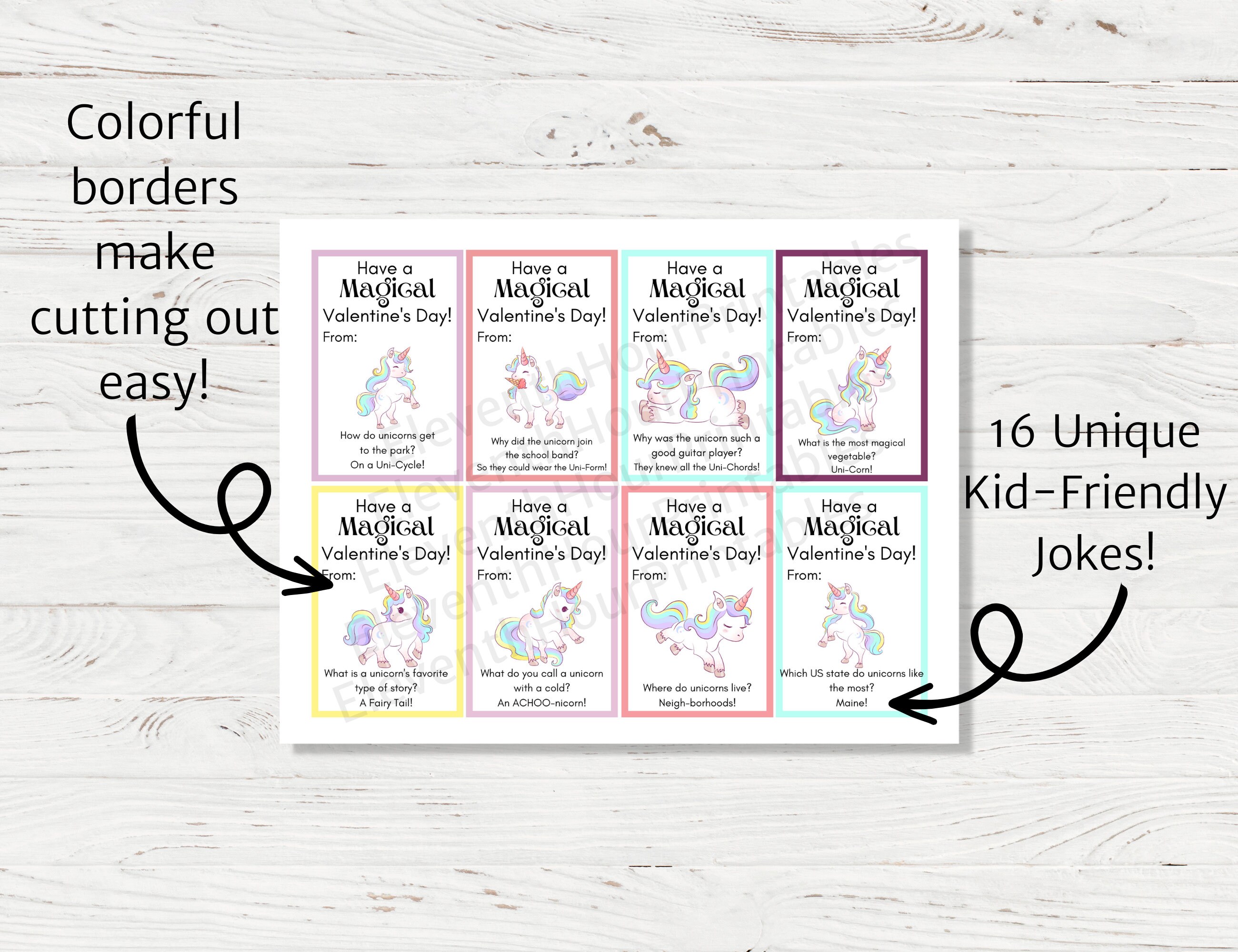 Printable Valentine's Day Cards for Kids, Unicorn Themed Valentines ...