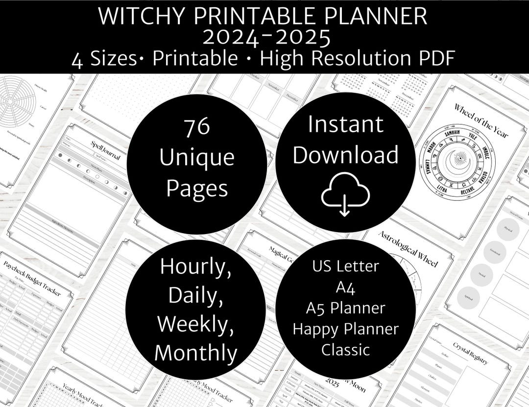 Witchy Planner Printable, Tarot Journal, Goth ADHD Planner, Goth A5 ...