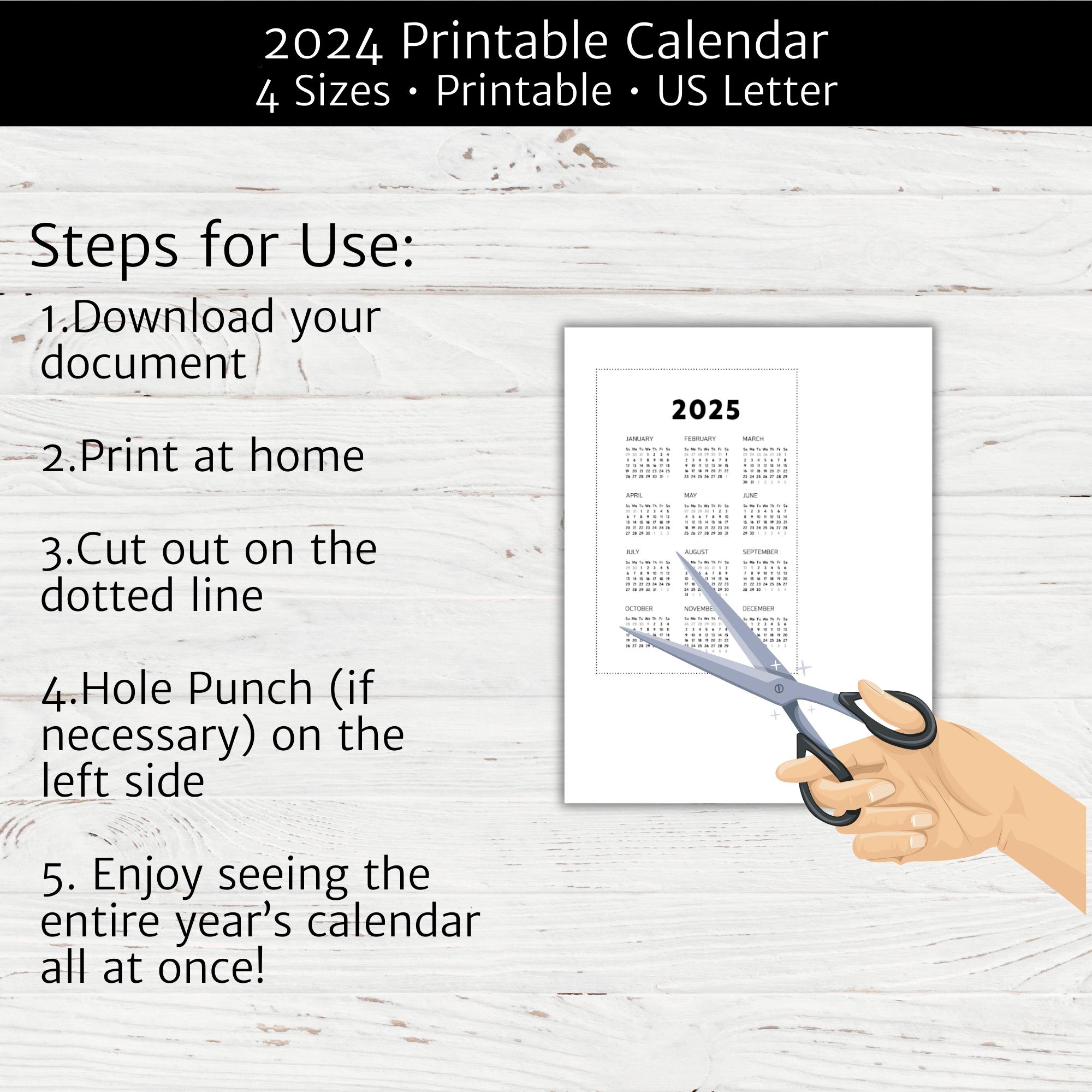 Basic 2025 Calendar, 2025 Printable Calendar, 12 Month Desk Calendar ...