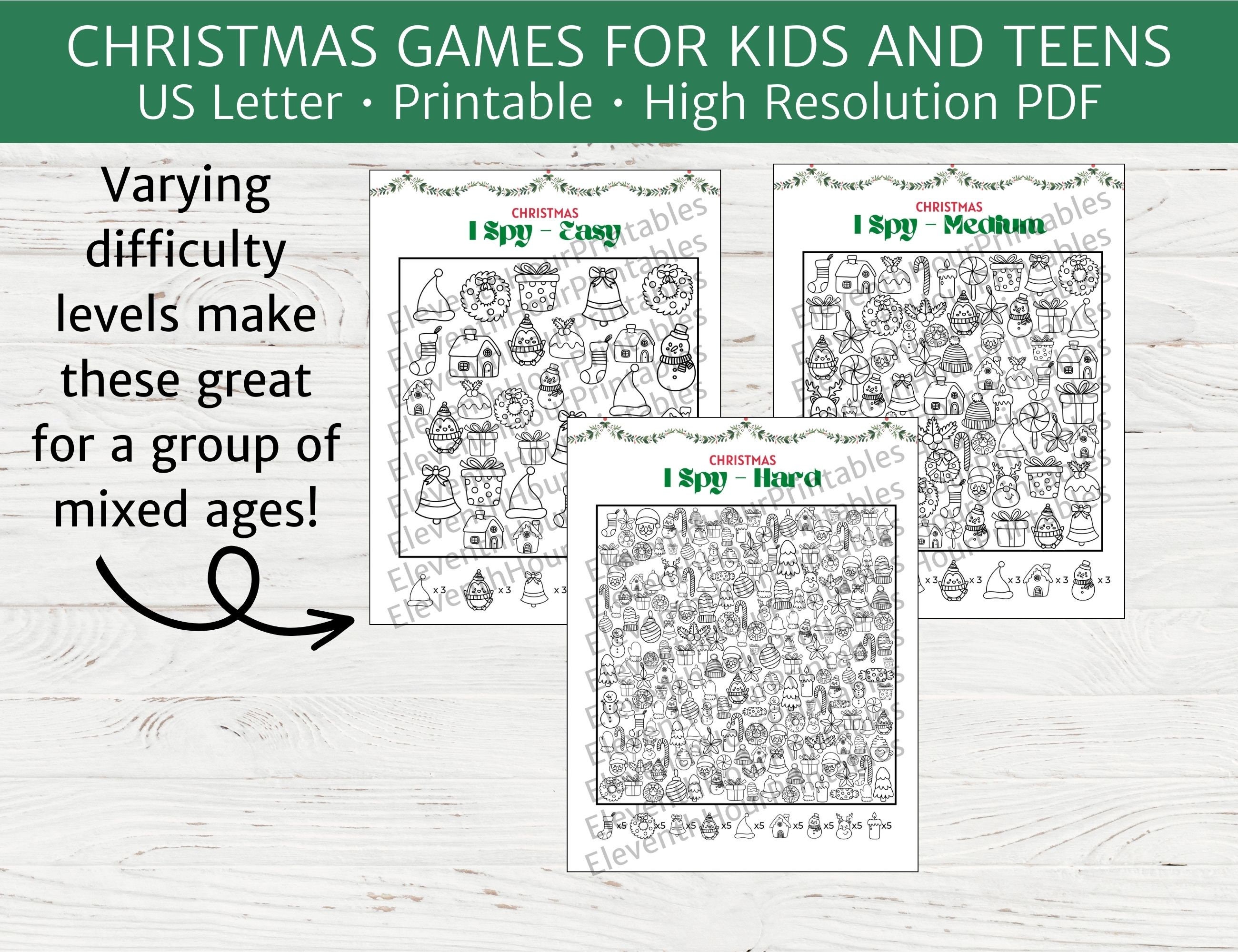 Printable Christmas Games for Kids, Christmas Games for Teens, Family ...