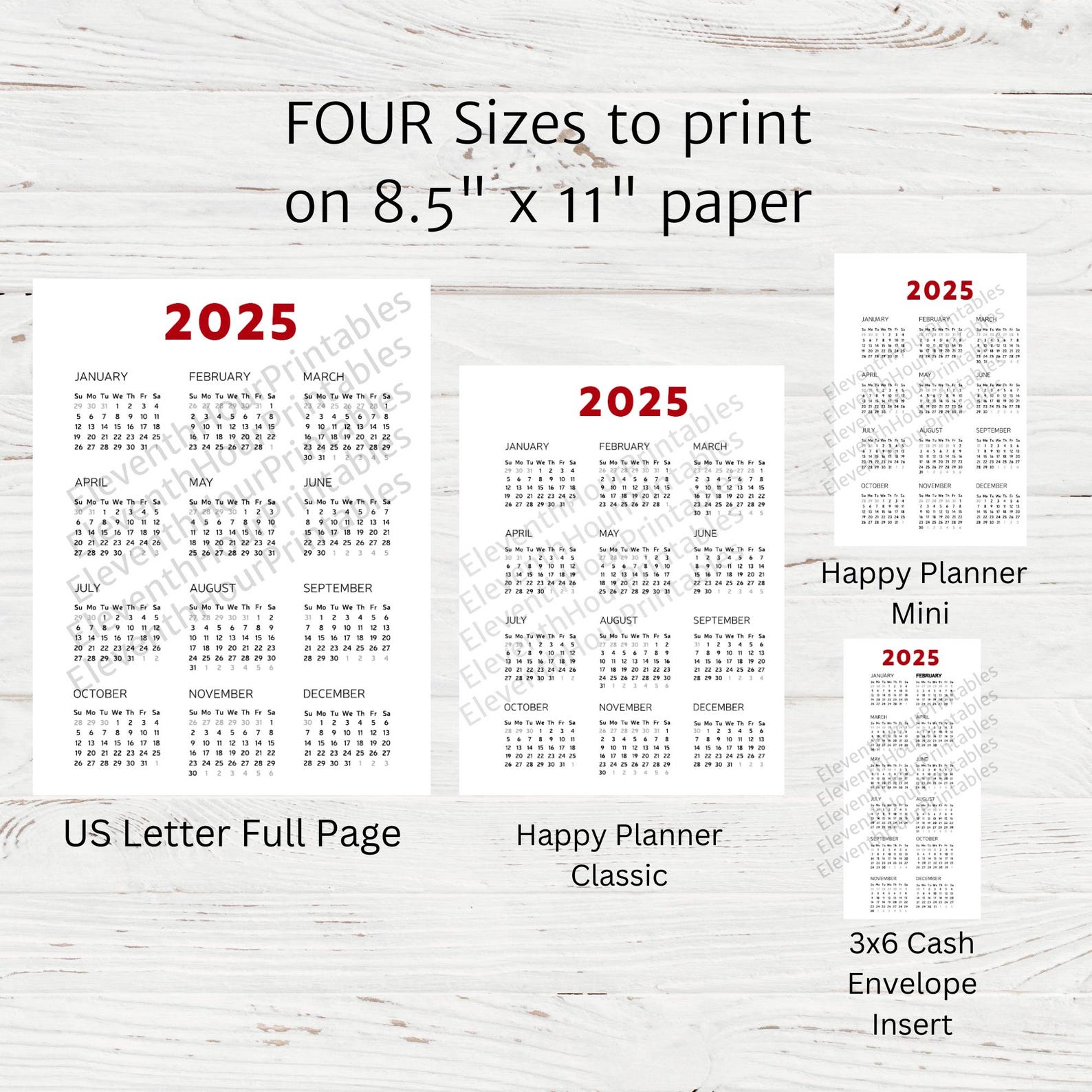 Red Crimson 2025 Calendar, 2025 Printable Calendar, 12 Month Desk ...